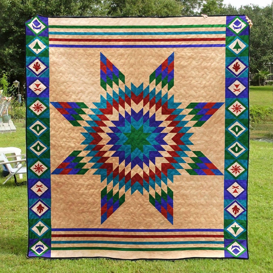 Native American Star Quilt Blanket, Native Design Camping Blanket ...