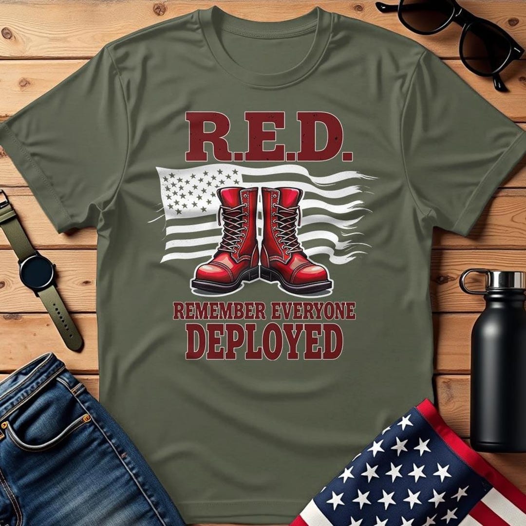 Remember Everyone Deployed Shirt, RED Military Veterans Shirt ...
