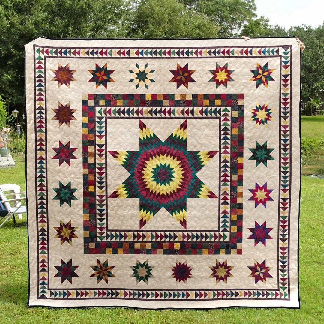 Native American Lakota Star Quilt Blanket, Native Camping Blanket ...