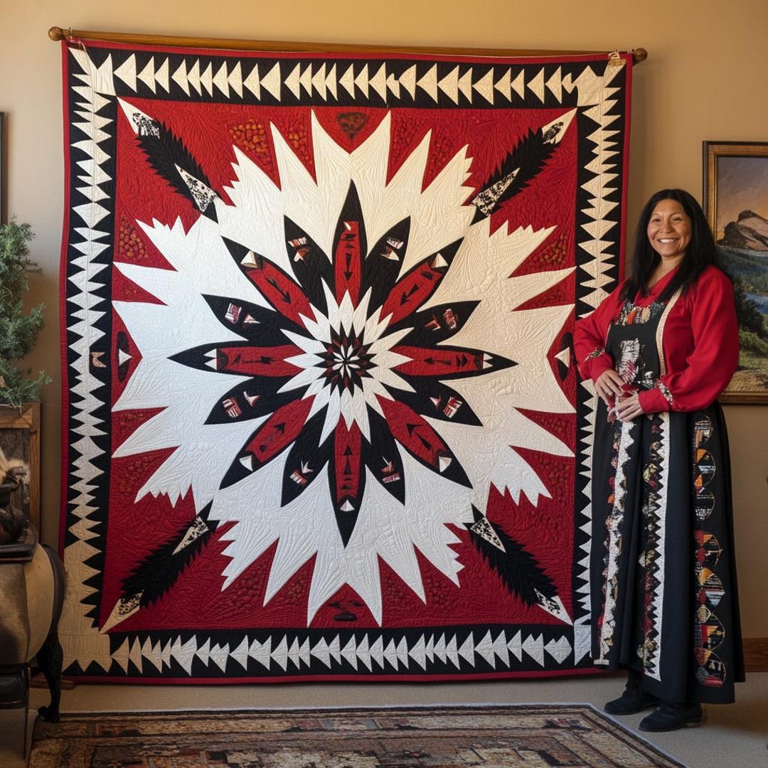 Native American Star Quilt Blanket, Native Design Camping Blanket ...