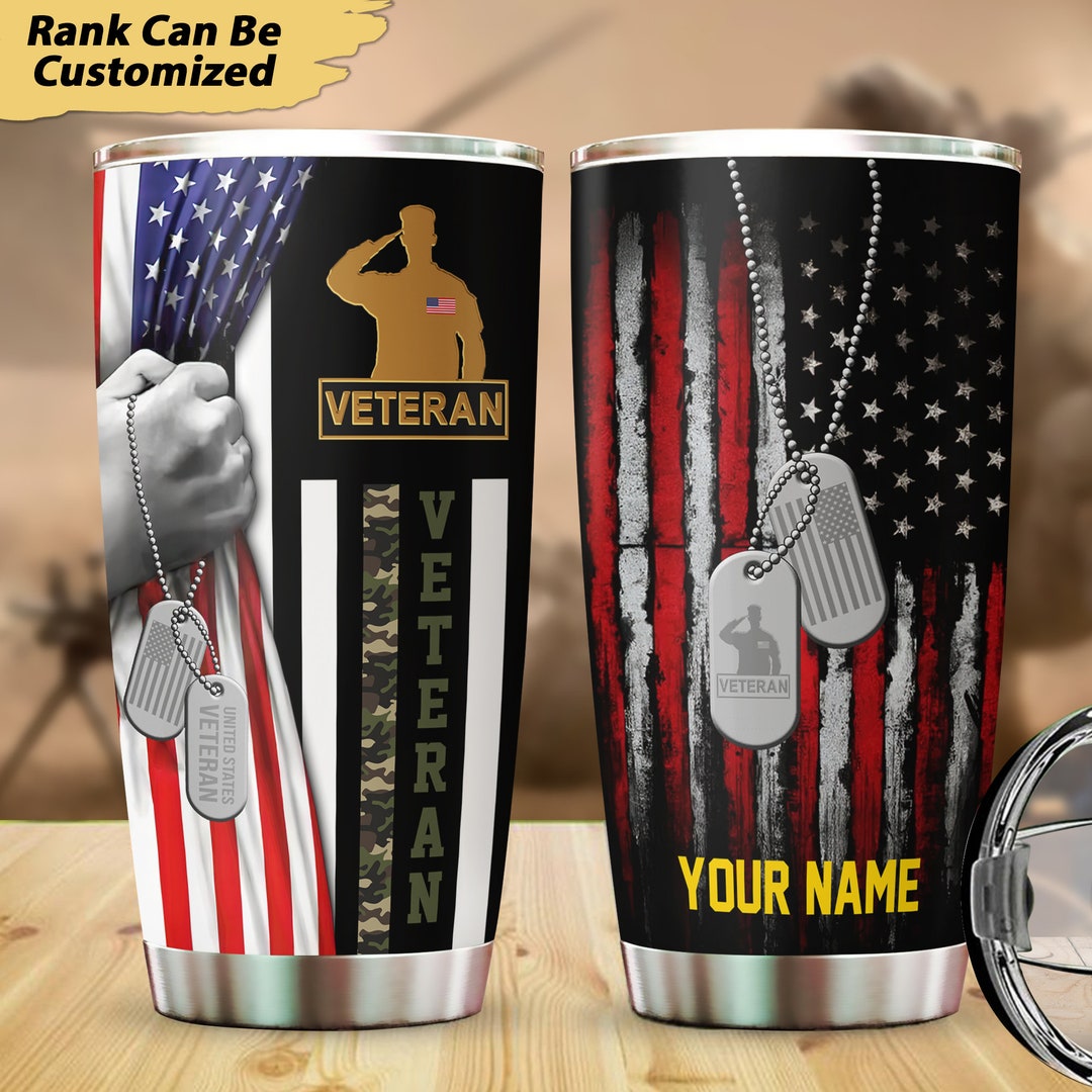 Personalized Veteran Tumbler, Custom Veteran Skinny Tumbler, Military ...