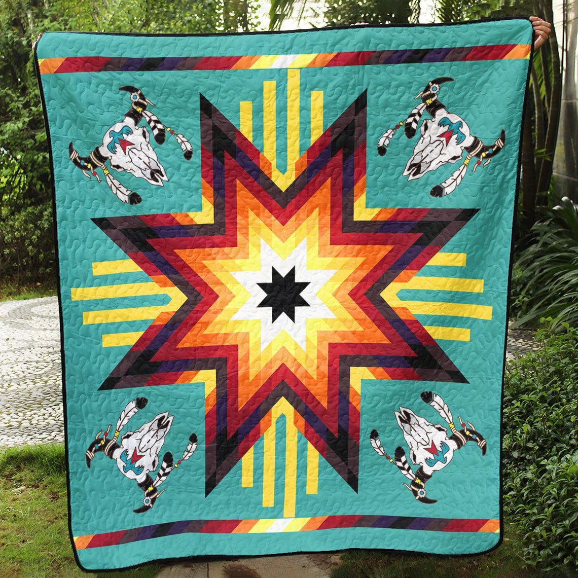 Bison Native American Star Quilt Blanket, Native Camping Blanket ...