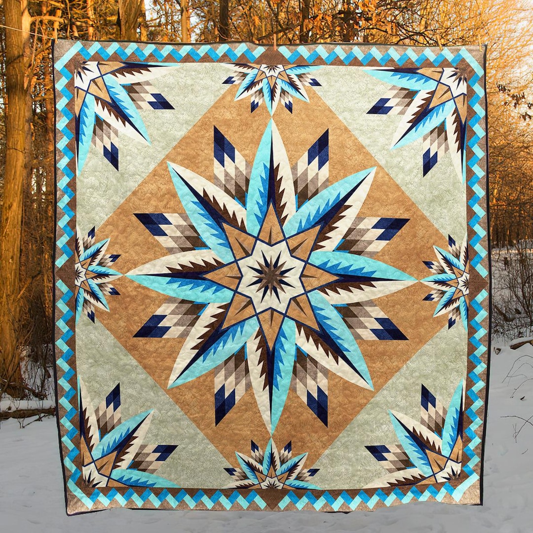 Native American Star Quilt Throws, Cherokee Blanket, Native Quilt Pattern Star, Geometric ...