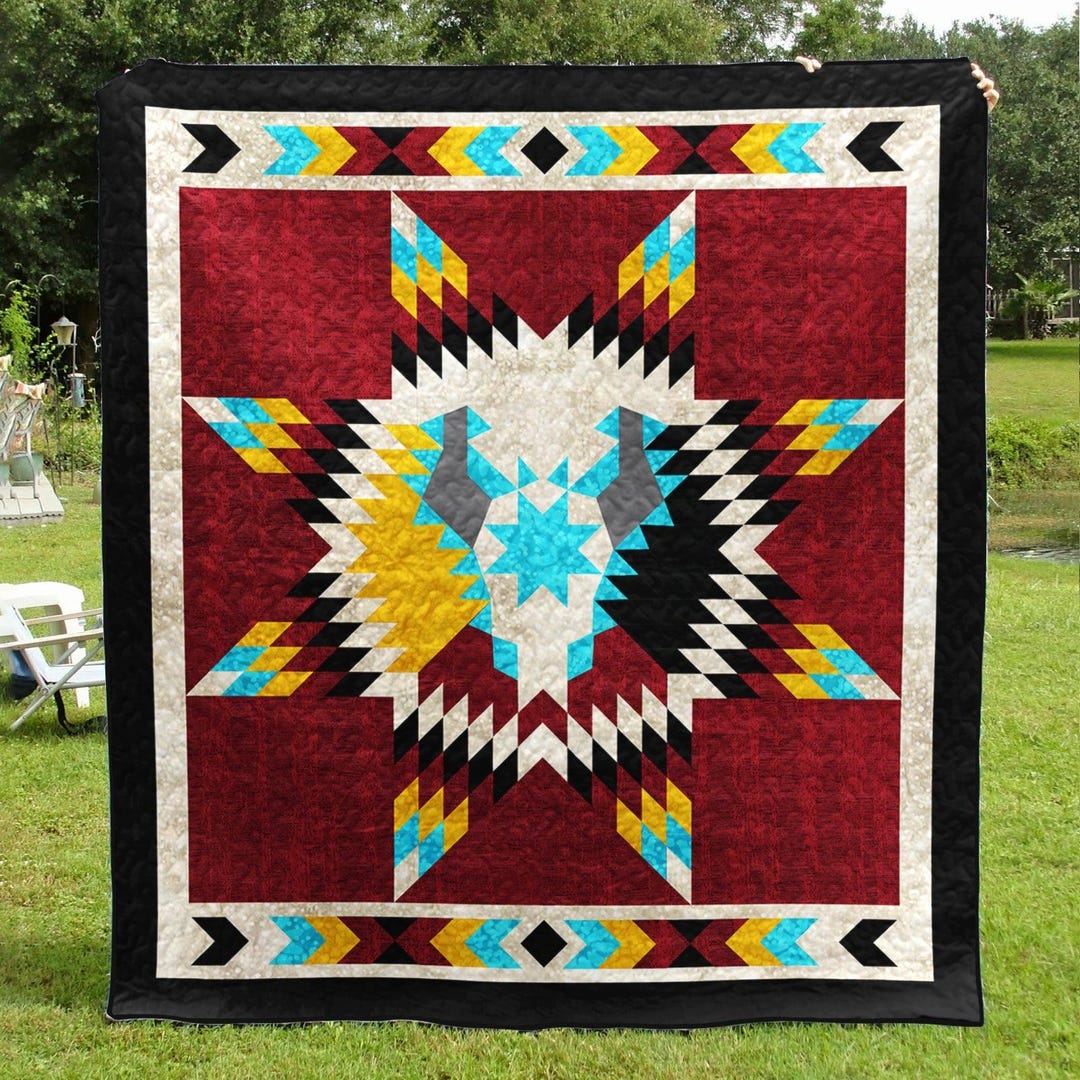 Native American Star Quilt Blanket, Indigenous Throw, Southwestern ...