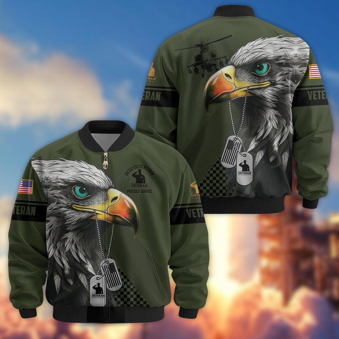 Men’s Veteran Varsity Jacket, Durable Military Bomber Jacket With ...