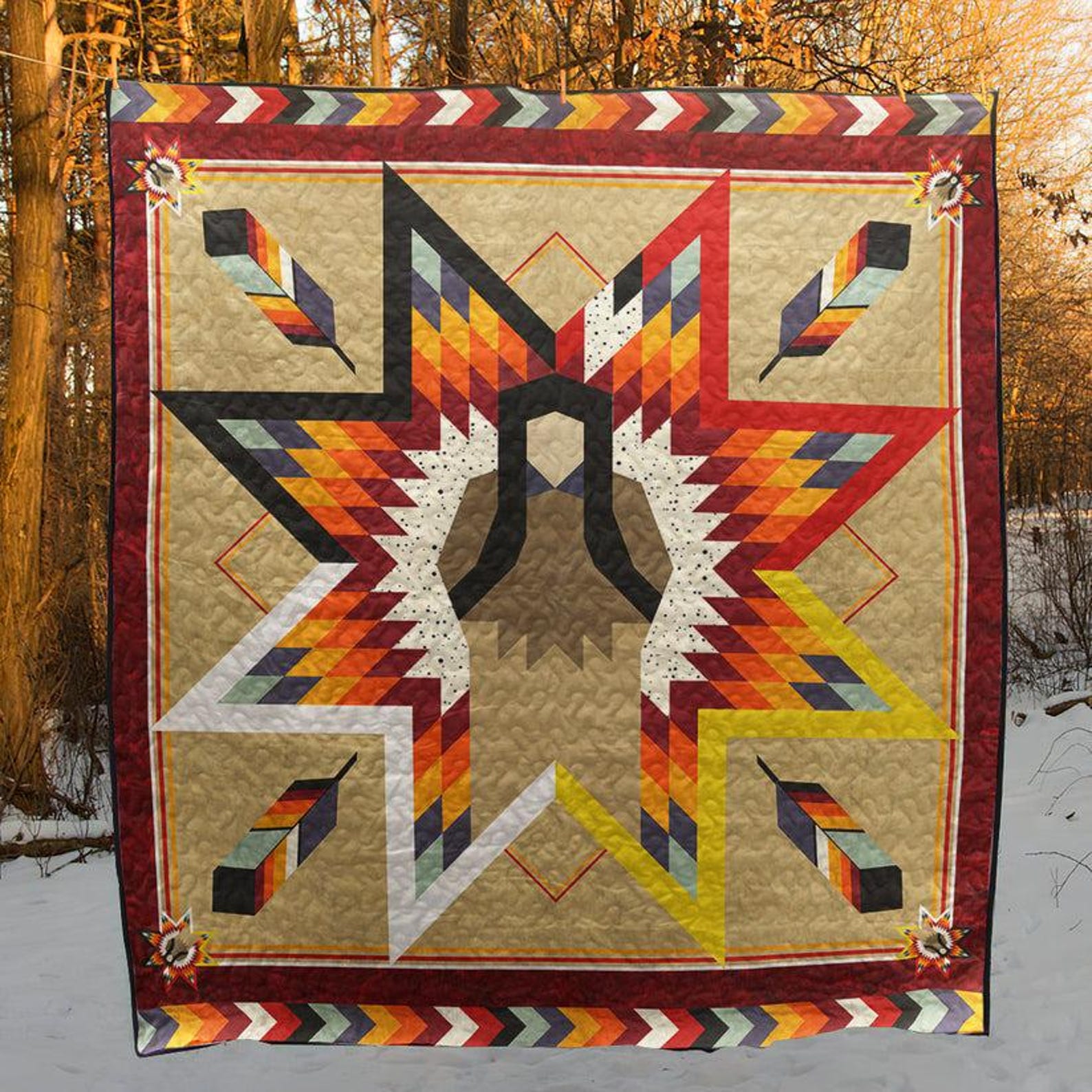 Native American Star Quilt Blanket, Native Navajo Blanket, Indigenous ...
