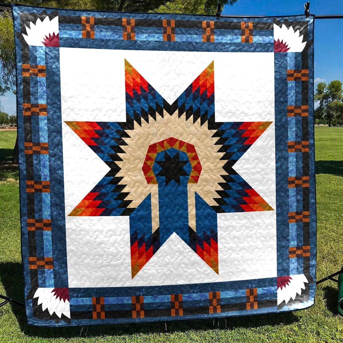 Native American Quilt Patterns Throws, Blue Southwestern Throw ...