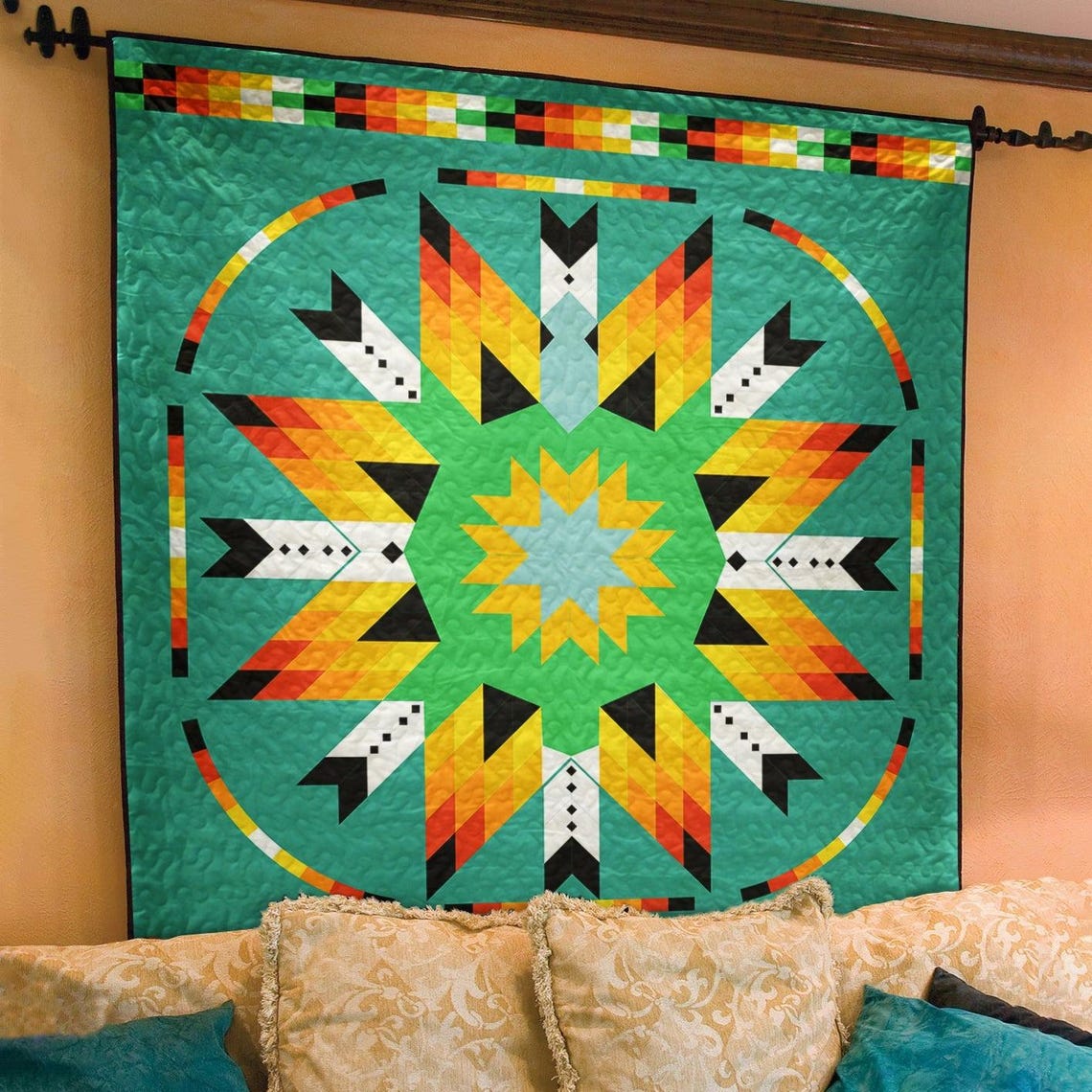 Native American Inspired Star Art Quilt, Indigenous Blankets, Native ...