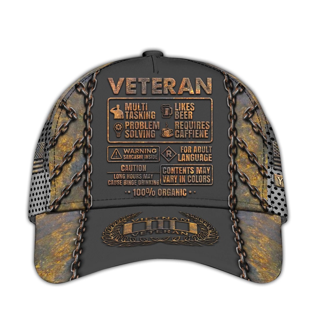 Vietnam Veteran Hats for Men Proud US Veteran Dad Hat Personalized ...