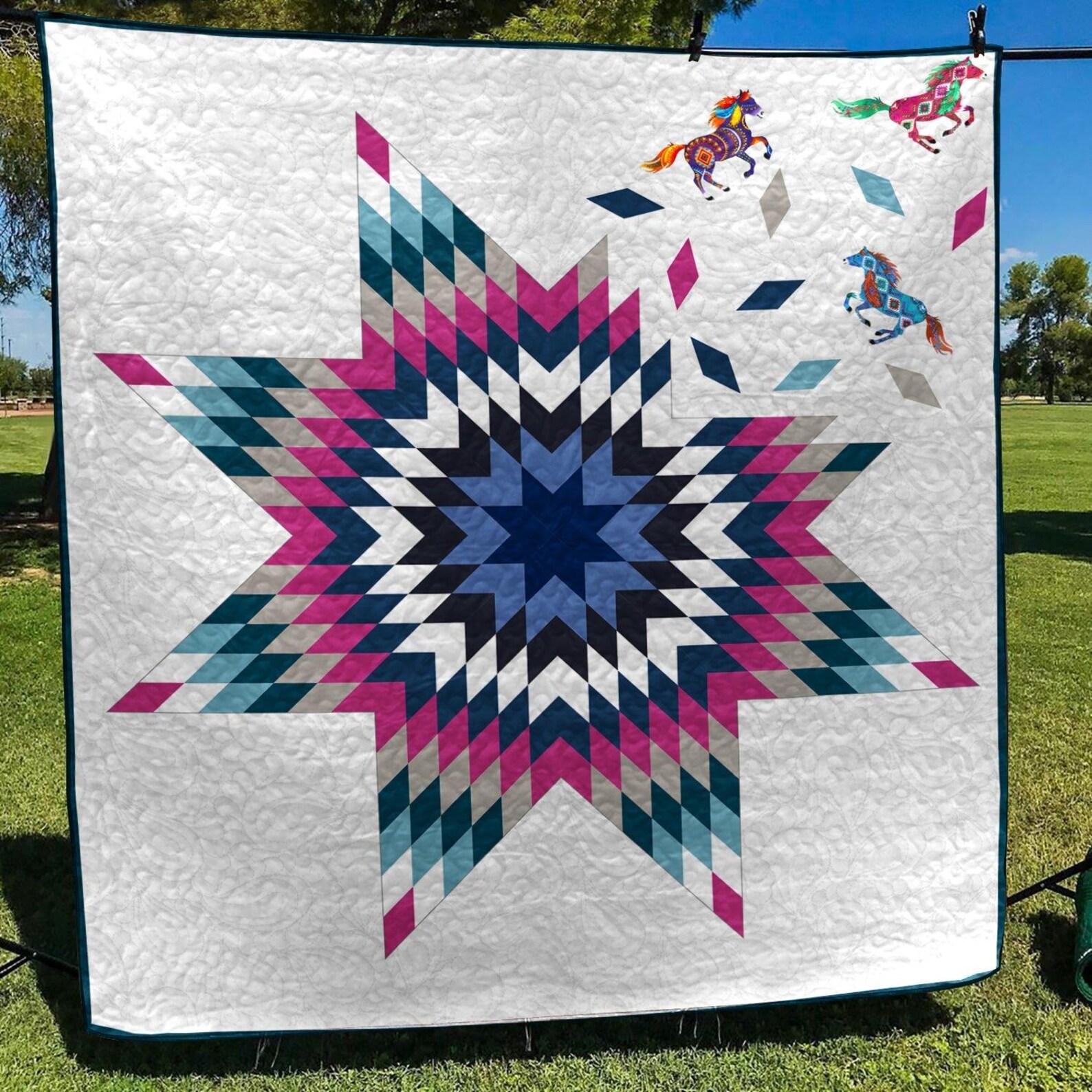 Native American Star Quilt Blanket, Native Design Camping Blanket ...