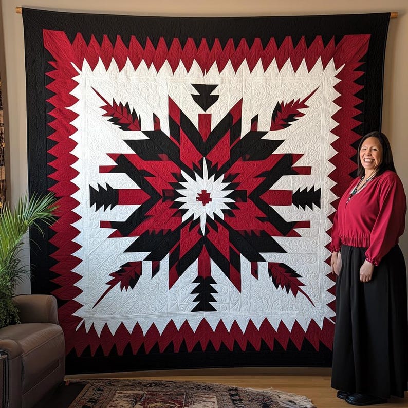 Native American Star Quilt Blanket, Native Design Camping Blanket ...