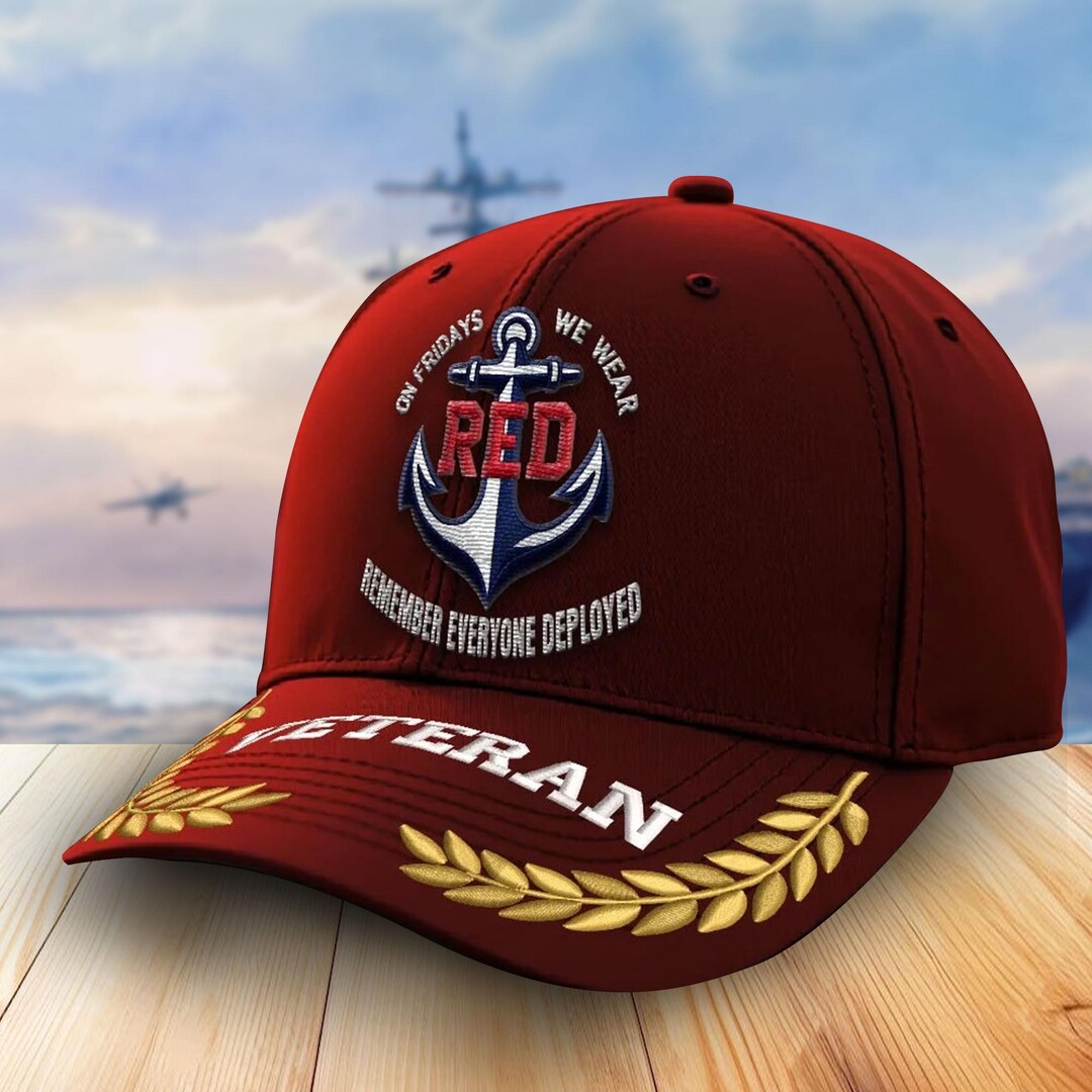 Embroidered RED Veterans Caps for Men, on Friday We Wear Red Veteran ...