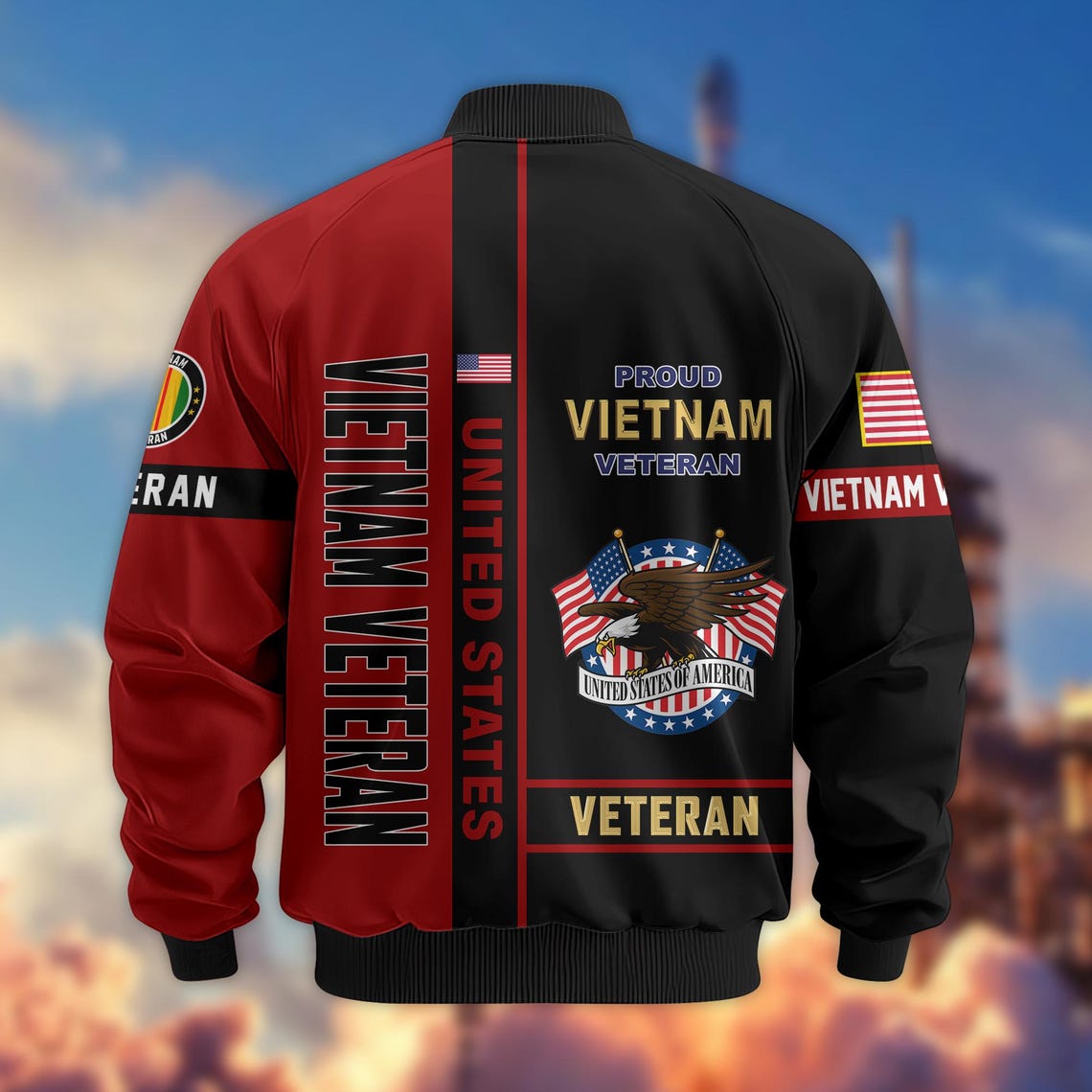US Vietnam Veteran Jackets for Men - Proud Vietnam Vets Bomber Jacket ...