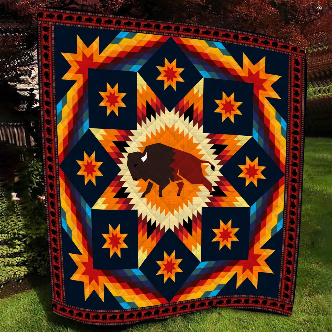 Geometric Blanket Native Blanket Native American Quilt Blanket Bohemian ...