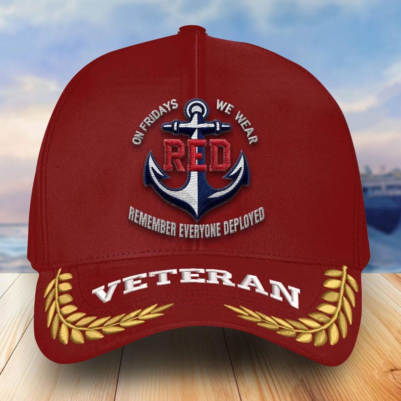 Embroidered RED Veterans Caps for Men, on Friday We Wear Red Veteran ...