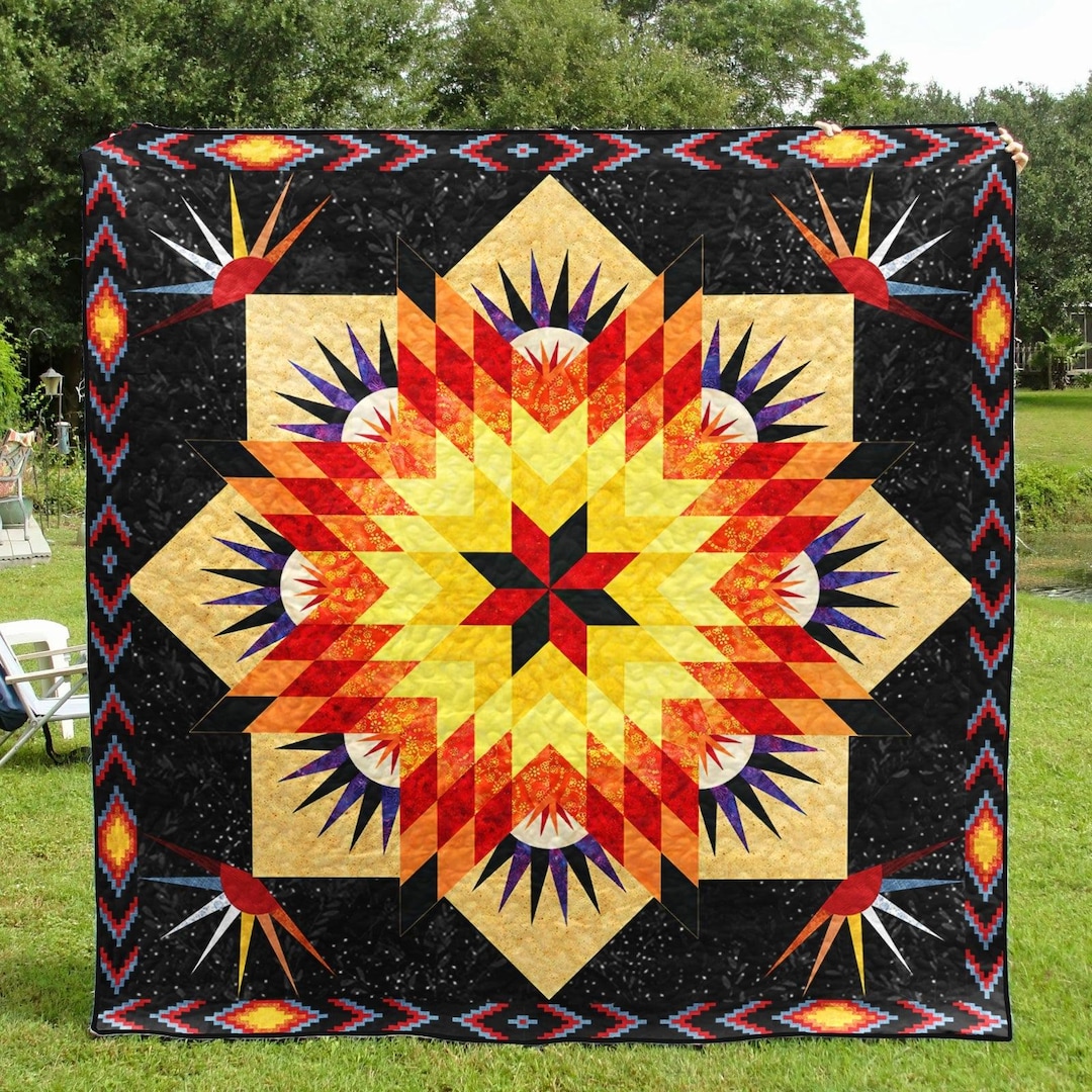 Native Lakota Star Quilt Throw, Southwestern Blankets, Indigenous ...