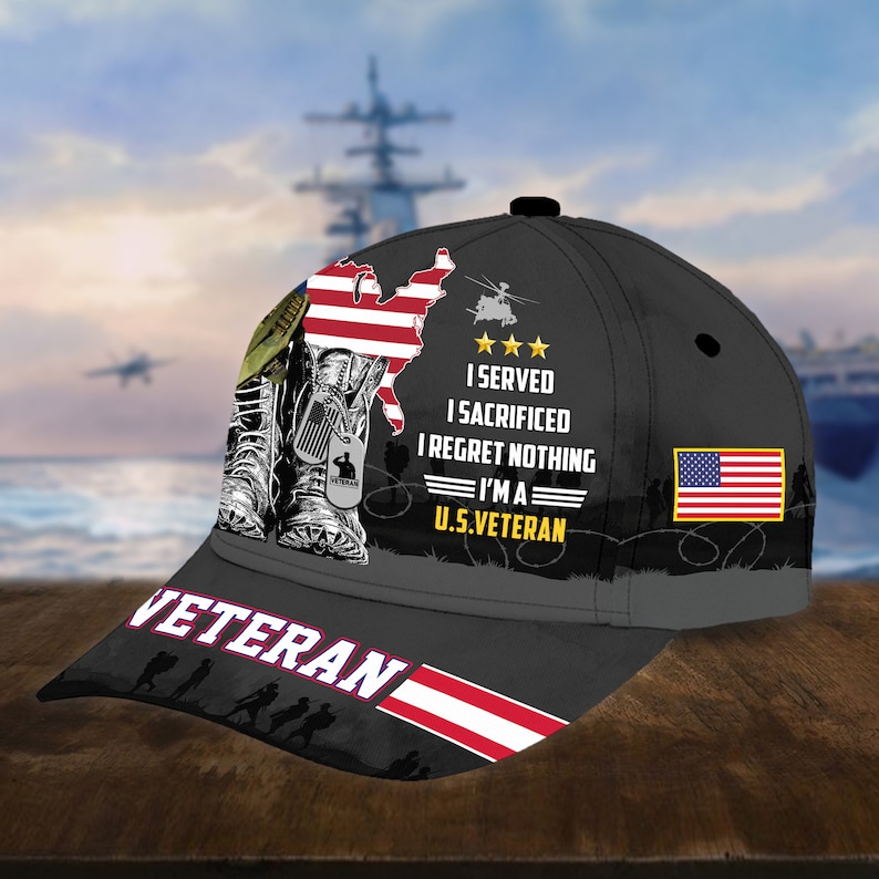 Military Caps for Men Veteran Baseball Caps US Veteran Hat Eagle Crest ...