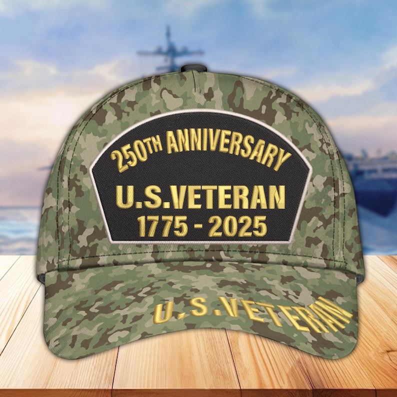 Embroidered Veteran Hat - 250th Anniversary Military Caps, 1775 - 2025 ...