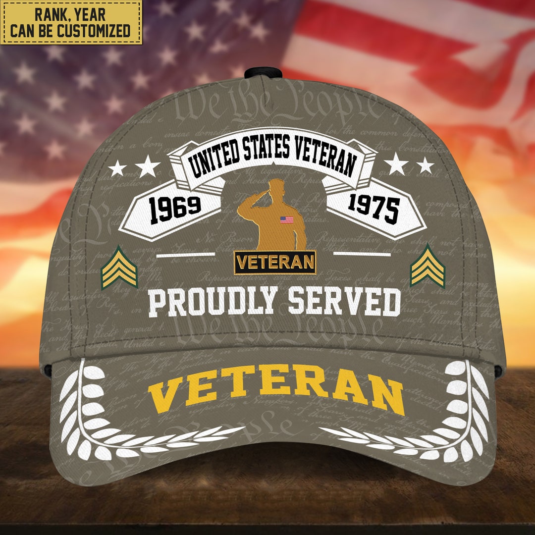 Personalized Veteran Hats for Men Patriotic Baseball Cap Proudly Serve ...