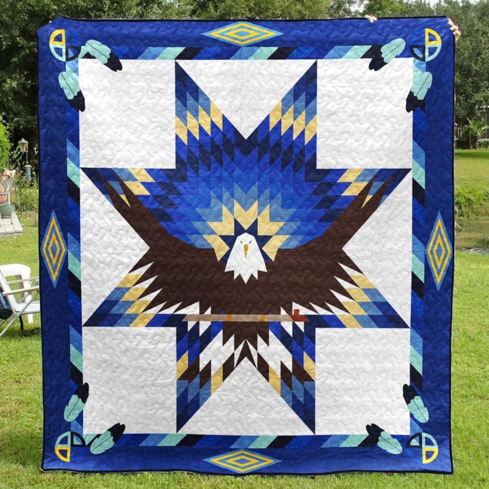 Native American Star Quilt Blanket, Native Outdoor Blanket, Indian ...