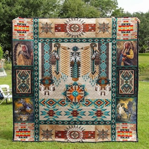 Native Tribes Quilt Blanket Native Indian Blanket Cherokee Blanket ...