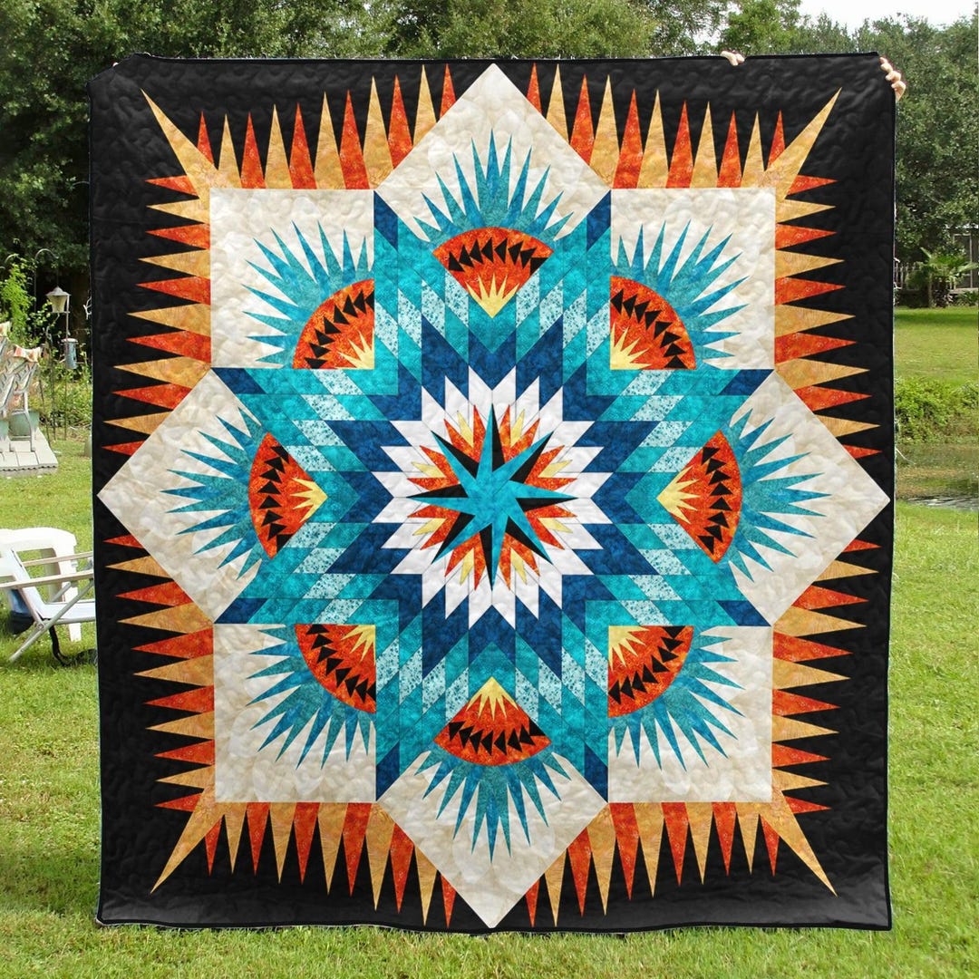 Native American Star Quilt Blanket, Tribal Camping Blanket, Native ...