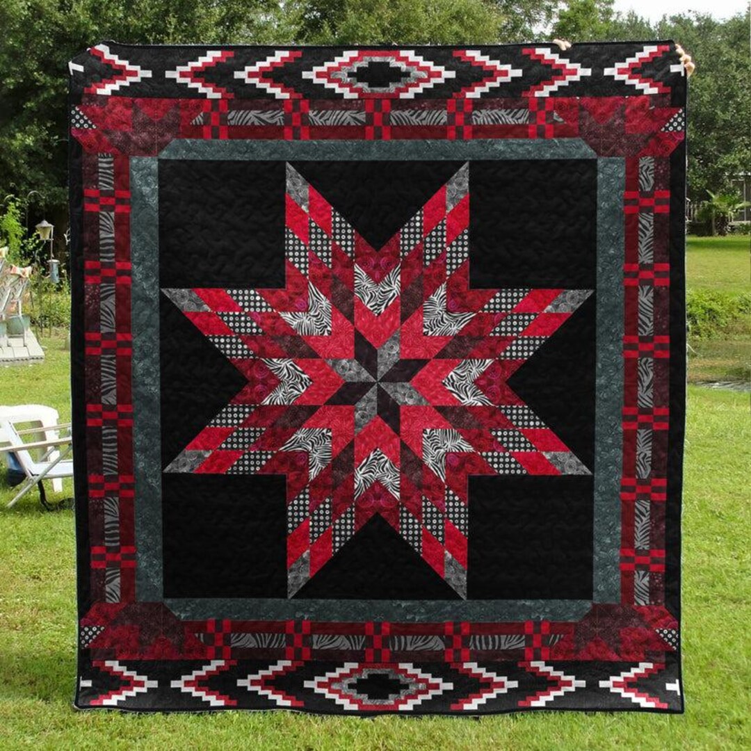Native American Star Quilt Blanket, Native Outdoor Blanket, Indian ...