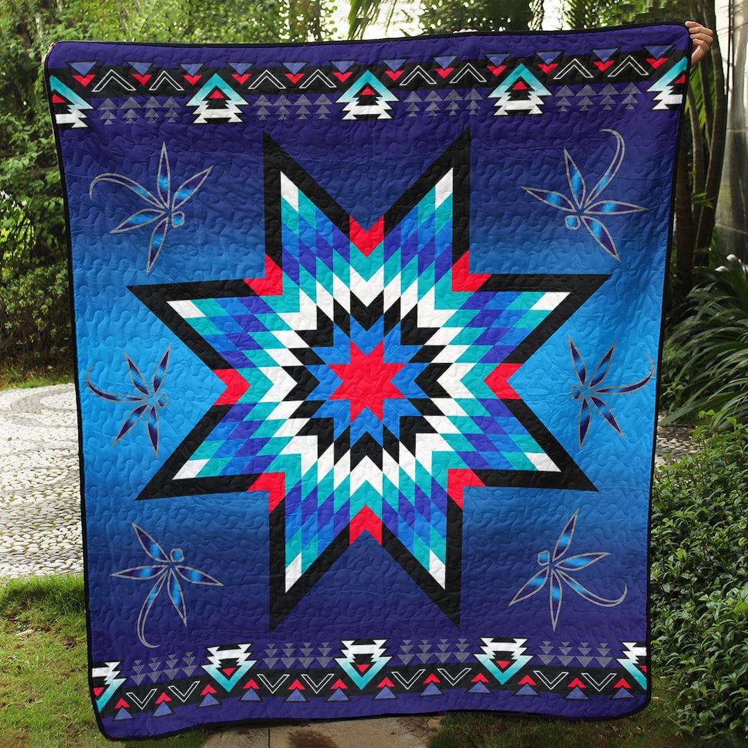 Native American Star Quilt Blanket, Indigenous Geometric Blankets ...