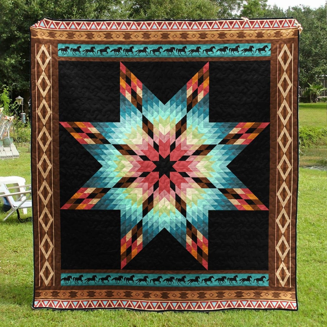 Native American Quilts Throws, Indigenous Geometric Blankets, Native ...