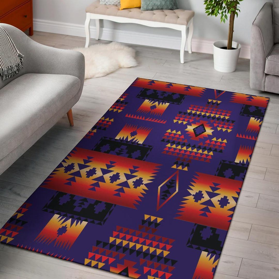 Purple Native Tribes Pattern Native American Area Rug, Indigenous Area ...