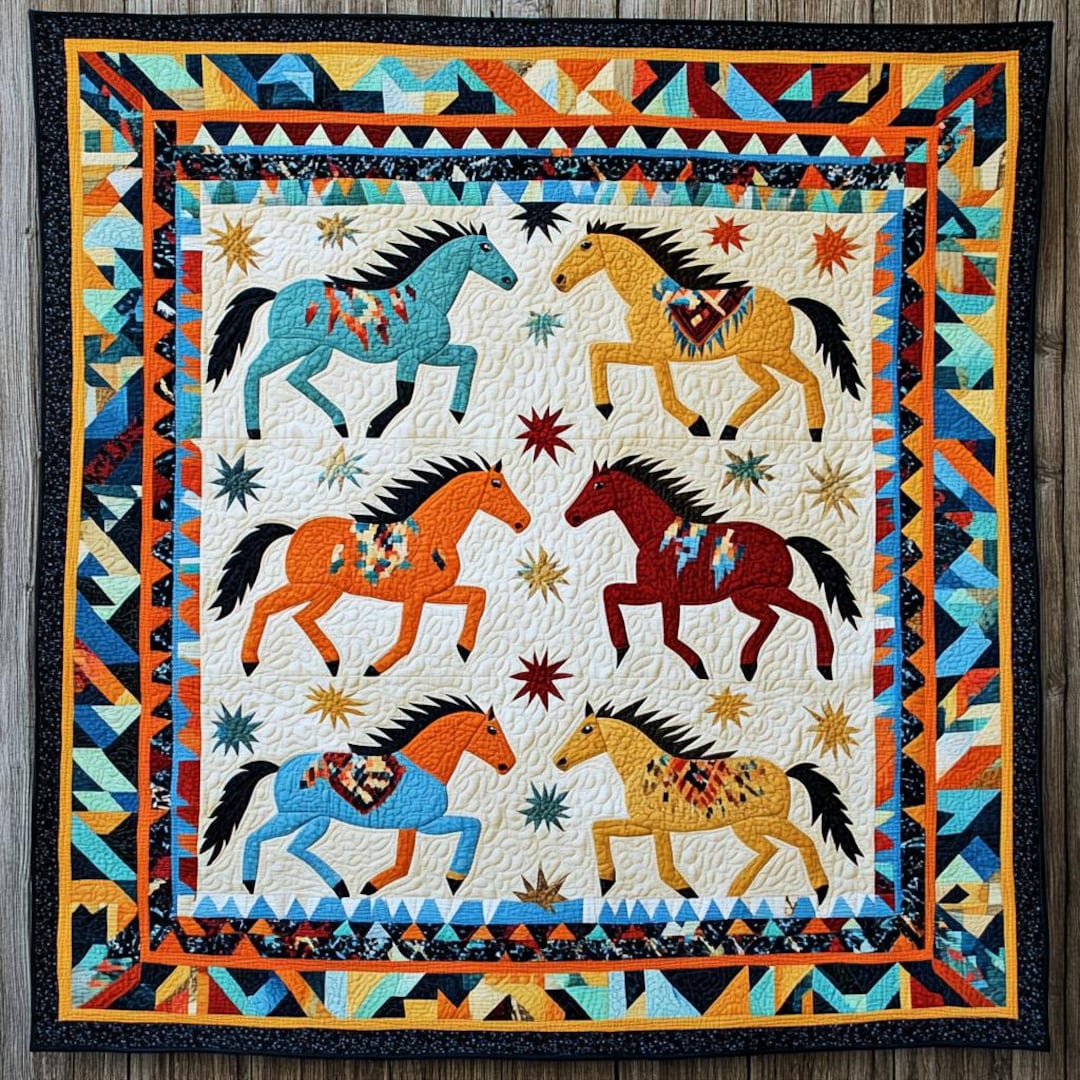 Native American Style Blanket, Native Design Camping Blanket, Horse ...