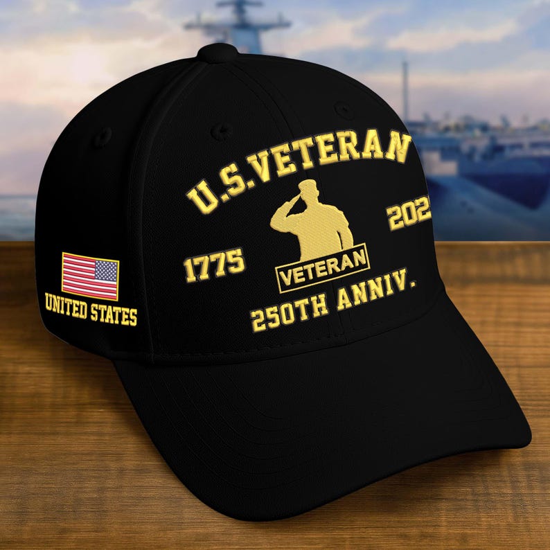 Embroidered Veterans Caps - 250th Anniversary Veteran Hat, 1775 - 2025 ...