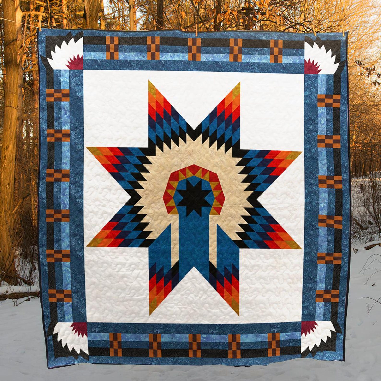 Native American Quilt Patterns Throws, Blue Southwestern Throw ...