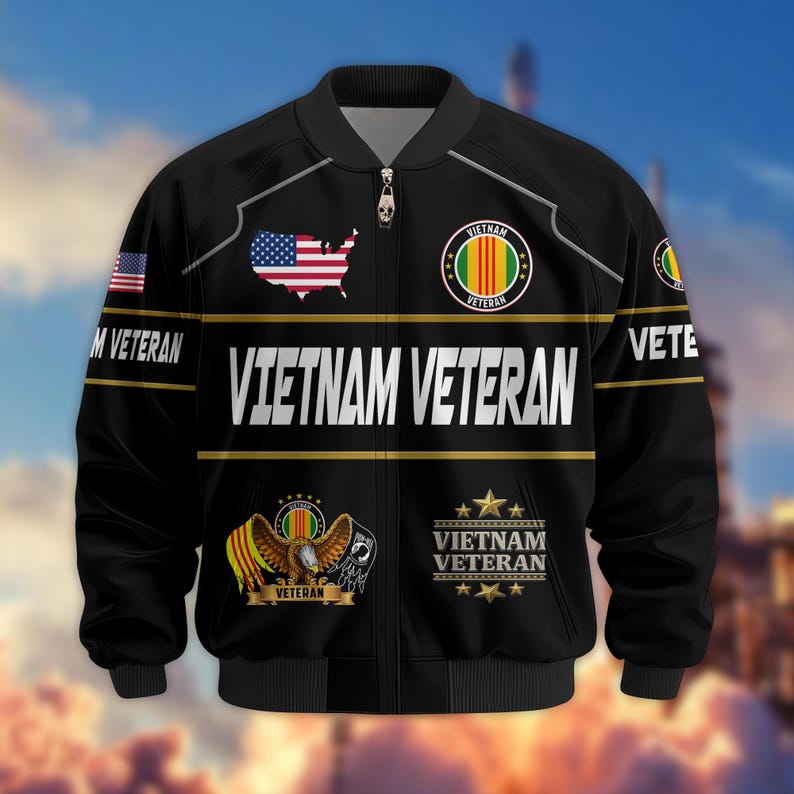 US Vietnam Veteran Jackets for Men - Military Bomber Jacket, Waterproof ...