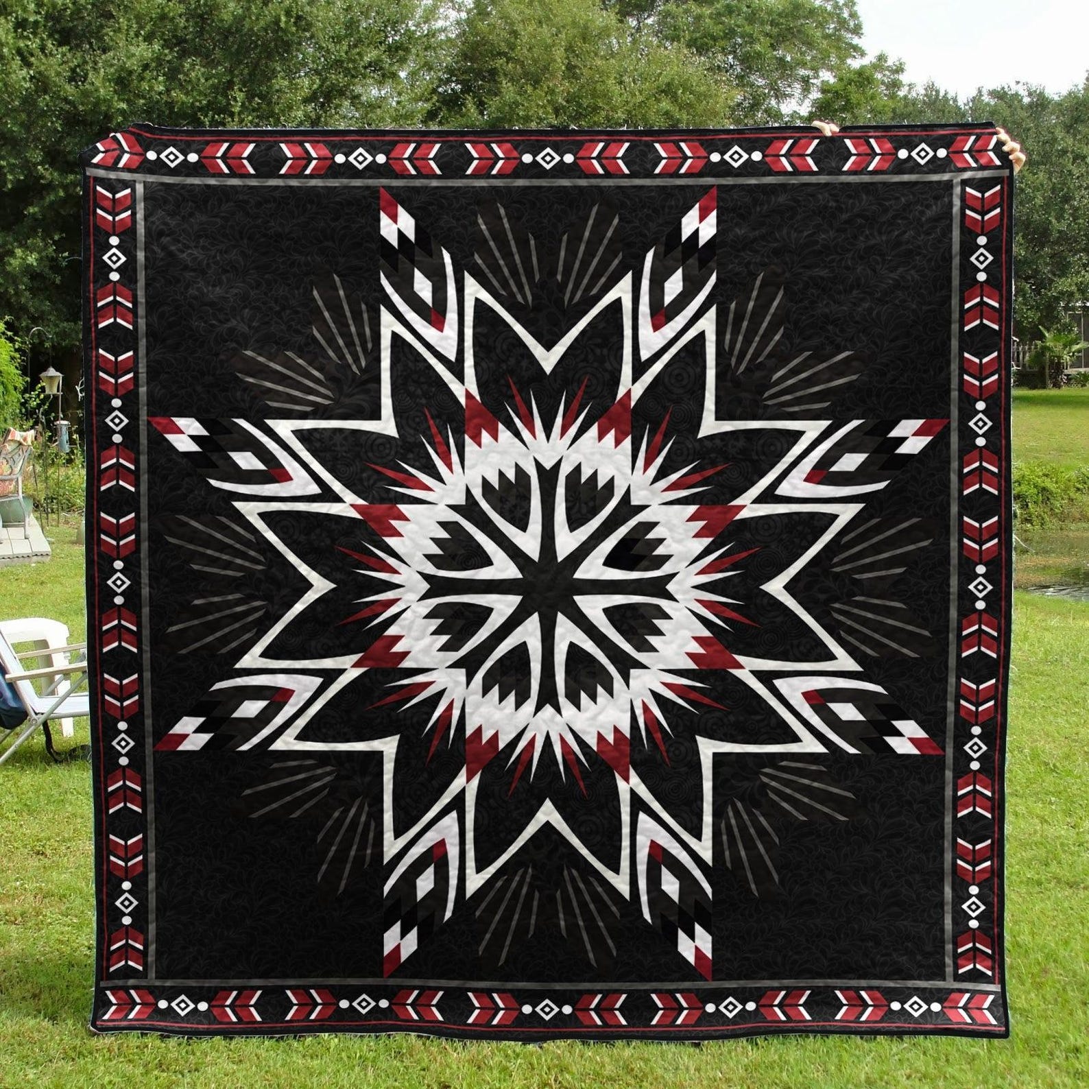Black Native Star Quilt Blanket, Native Camping Blanket, Indigenous ...