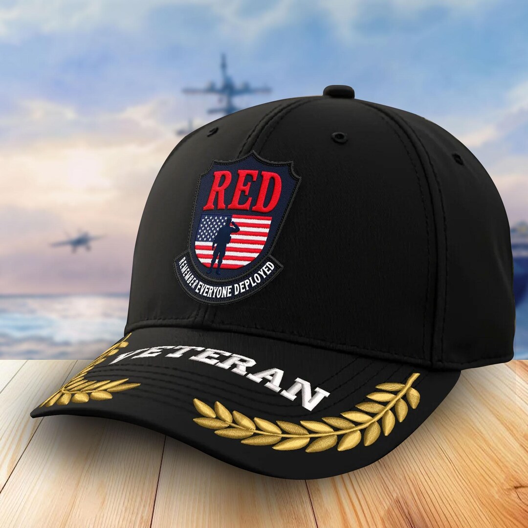 Embroidered Veterans Day Hats, Embroidered RED Veteran Hats for Men ...