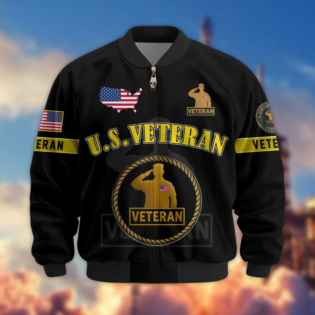 Veteran Bomber Jacket - Proudly Served Military Bomber Jacket, Premium ...