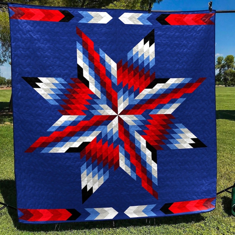 Native American Star Quilt Blanket, Indigenous Geometric Blankets ...