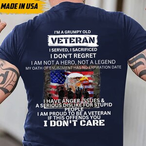 Grumpy Old Veteran T-shirt, Fathers Day Gift, Military Veteran Shirt ...