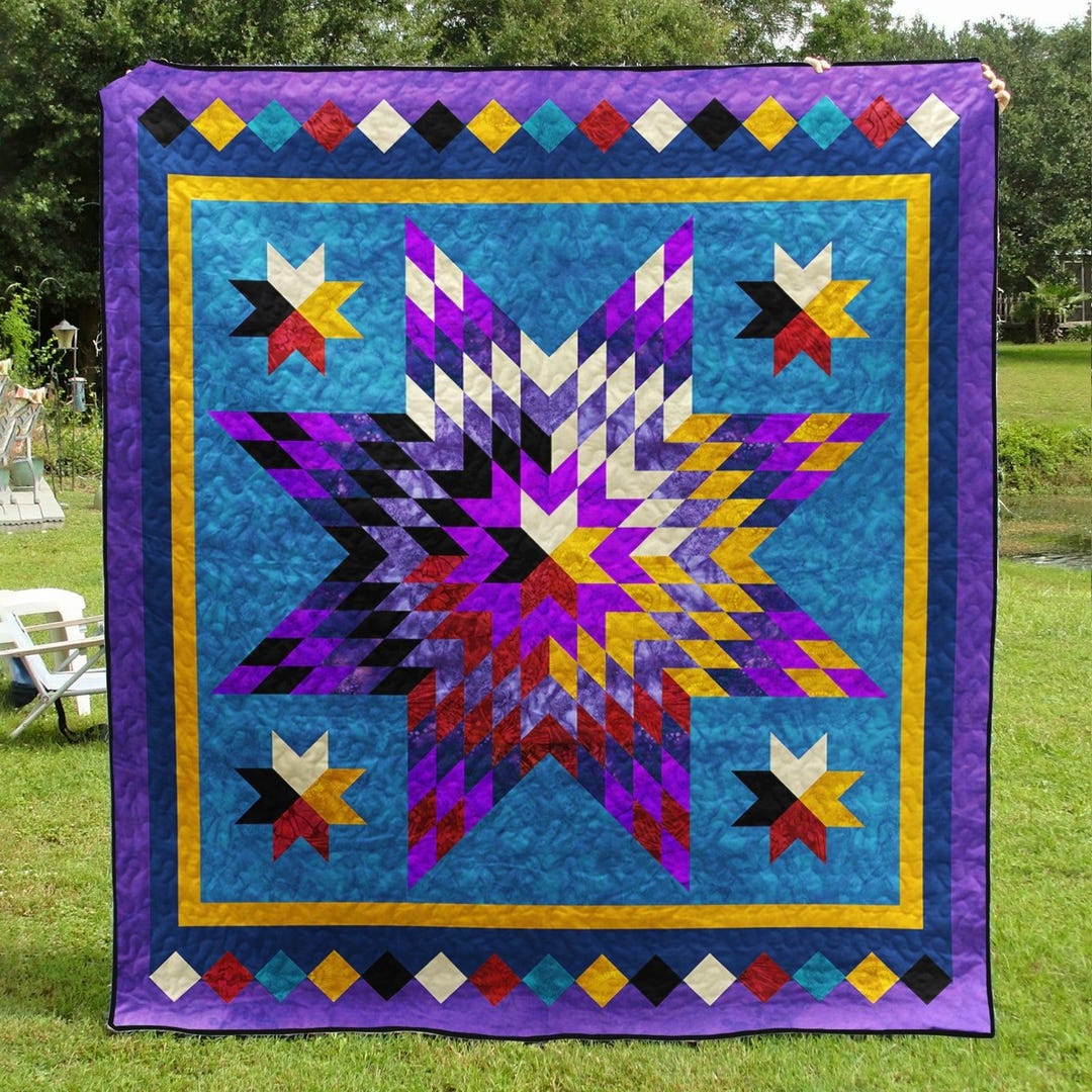 Native American Quilts Blankets, Purple Indigenous Blankets, Native ...