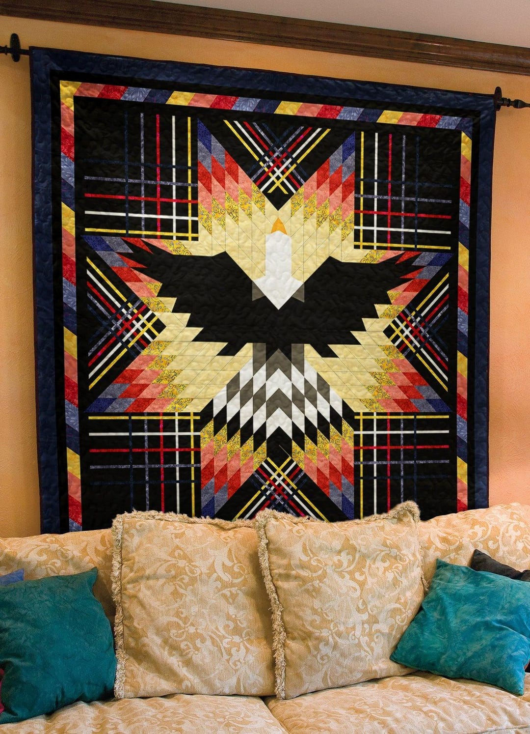 Eagle Native American Star Quilt Blanket, Native Outdoor Blanket ...