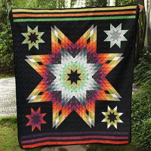 Native American Star Quilt Blanket, Indian Throw, Native Outdoor ...