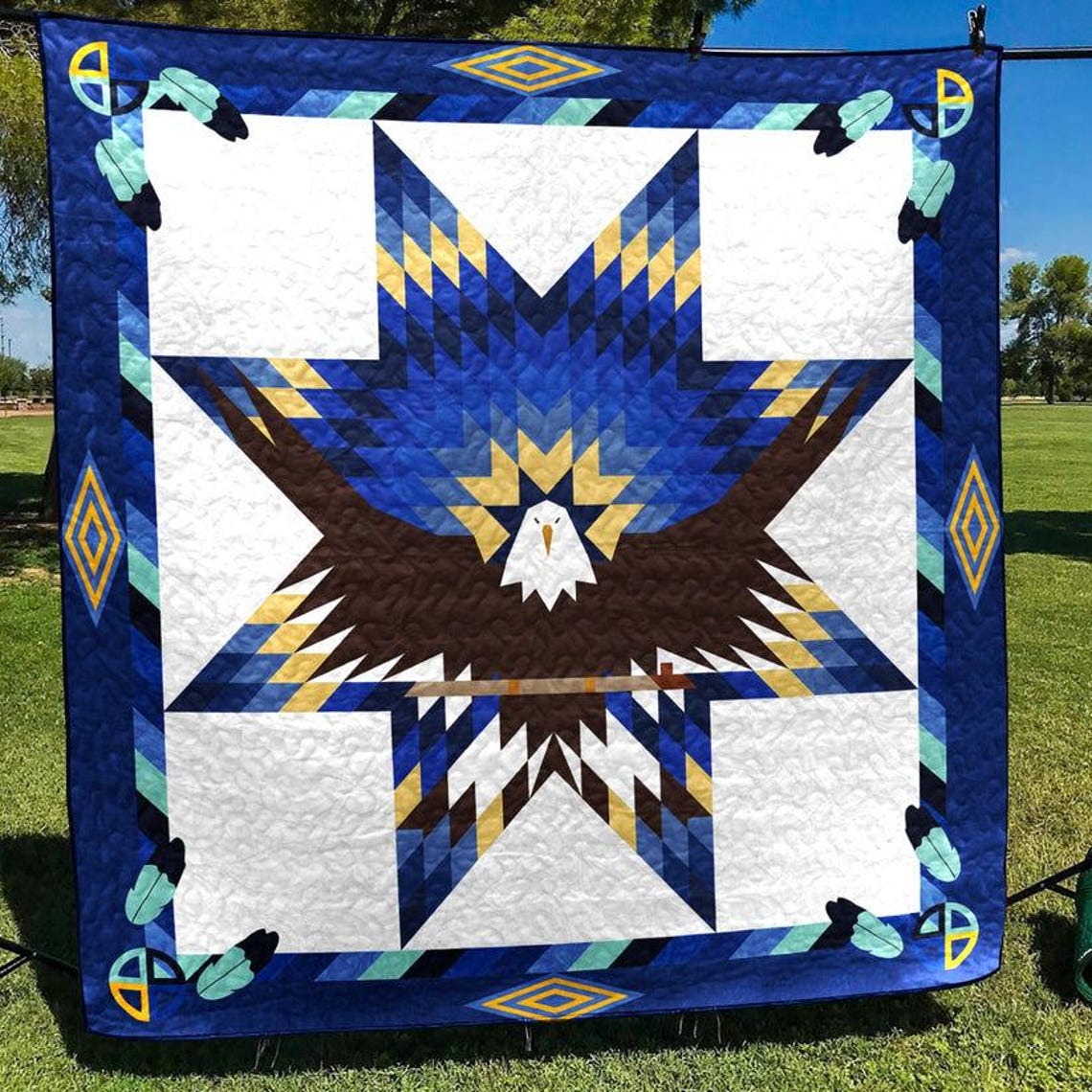 Native American Star Quilt Blanket, Native Outdoor Blanket, Indian ...