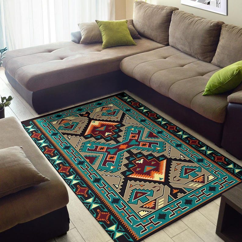 Native American Cuture Design Area Rug, Indigenous Area Rug, Native ...