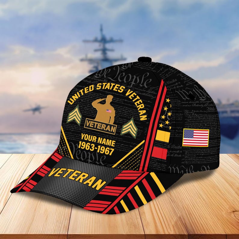 Custom Veteran Hat for Men – Military Veteran Caps, Patriotic Cap, Gift ...