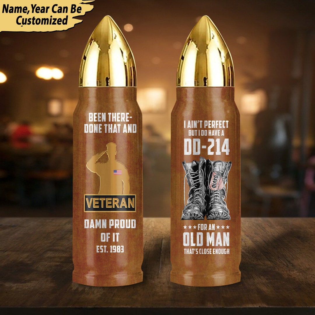 Personalized Bullet Tumbler, Veteran Military Tumbler, DD-214 Tumbler ...
