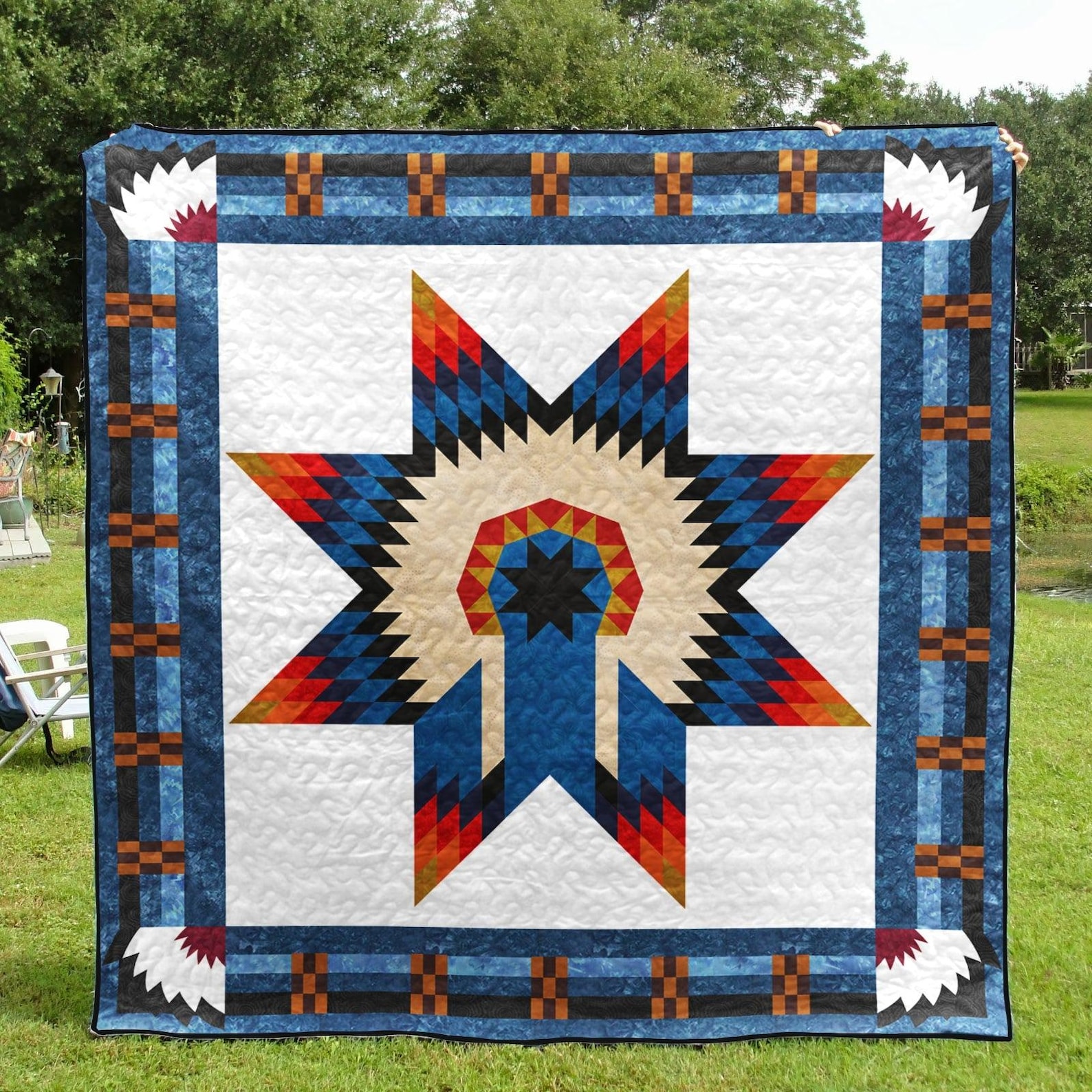 Native American Quilt Patterns Throws, Blue Southwestern Throw ...