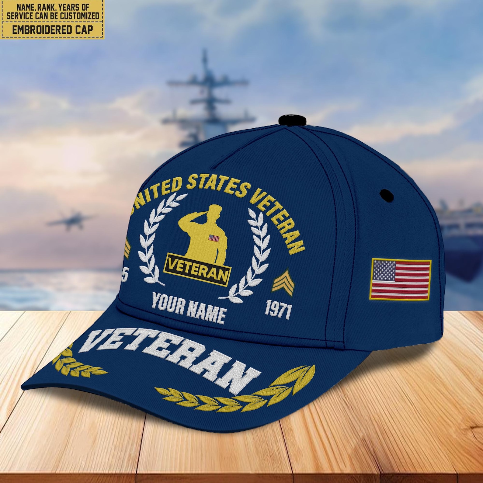 Personalized Embroidered Veterans Hat – Custom Patriotic Ball Cap ...