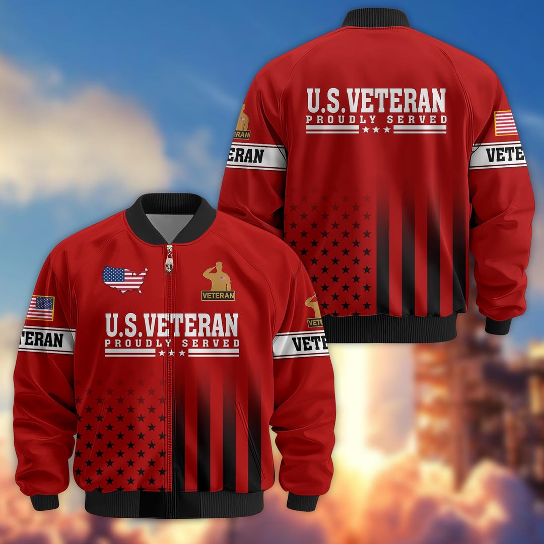 Proudly Served Veterans Varsity Jacket for Men, Military Bomber Jacket ...