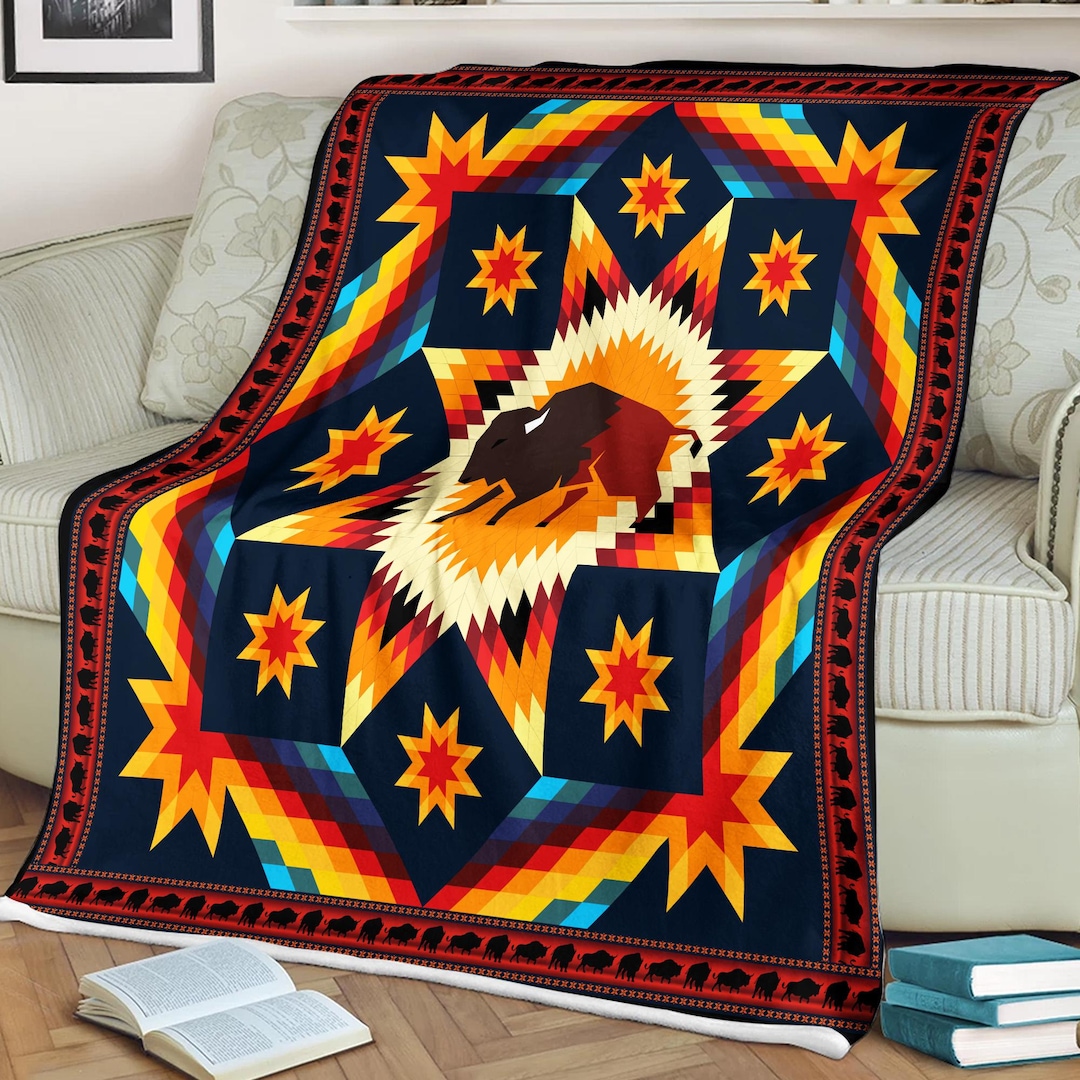 Geometric Blanket Native Blanket Native American Quilt Blanket Bohemian ...